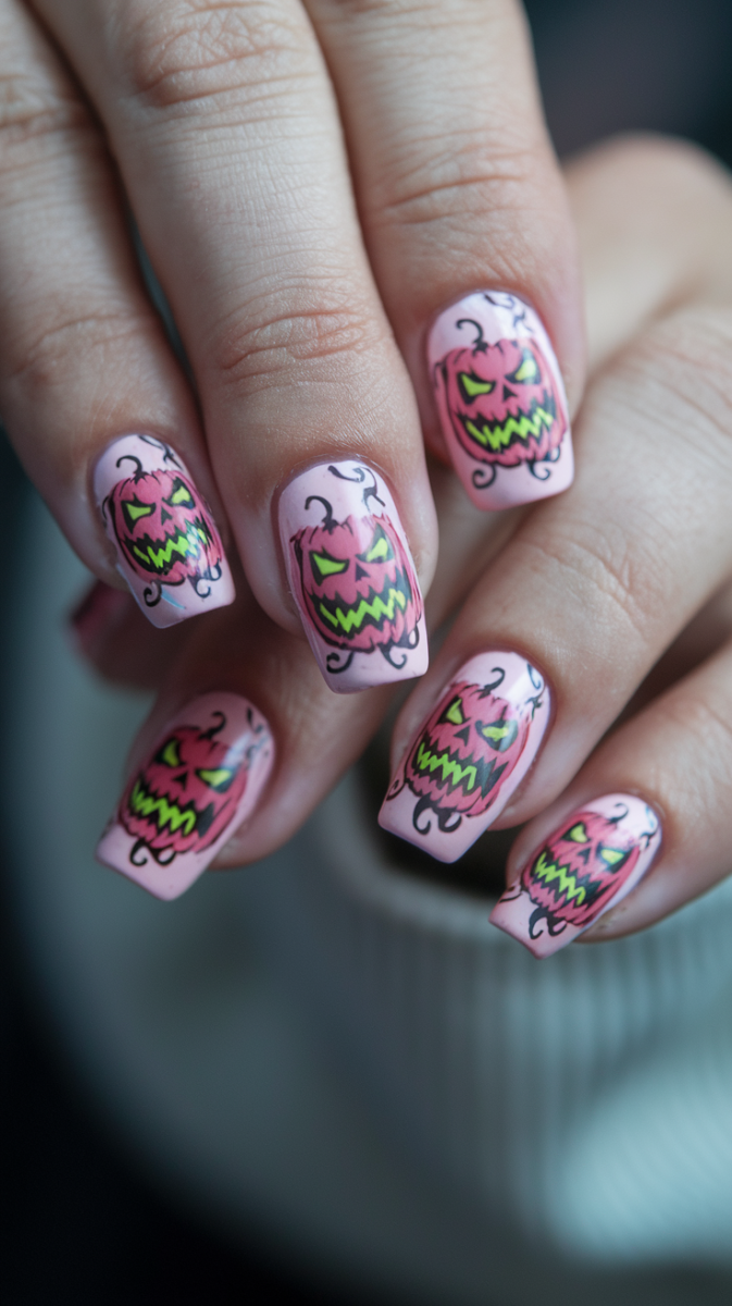 21 Cute & Spooky Pink Nails Ideas for this Halloween