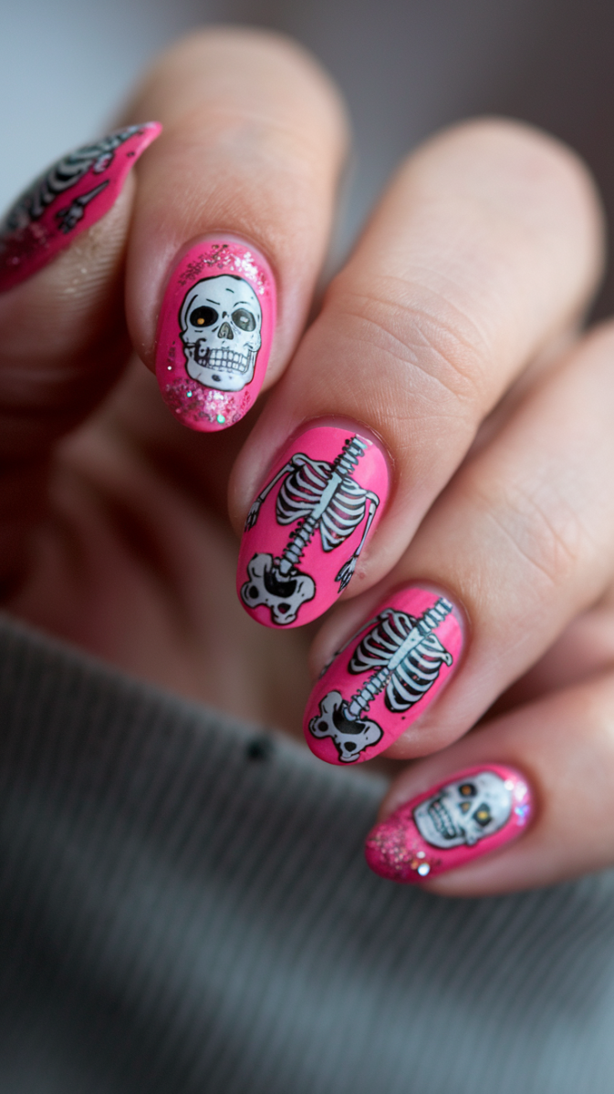 21 Cute & Spooky Pink Nails Ideas for this Halloween