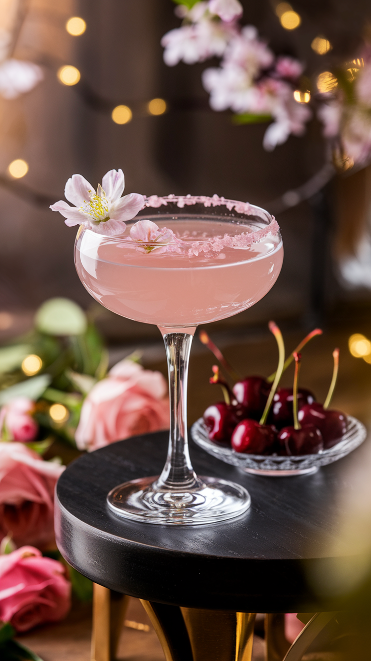 Cherry Blossom Gin Cocktail | Where Tiana Travels