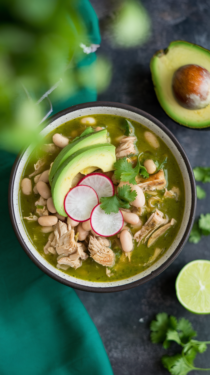 Pork Pozole Verde (Green Chile Pork Stew) | Where Tiana Travels